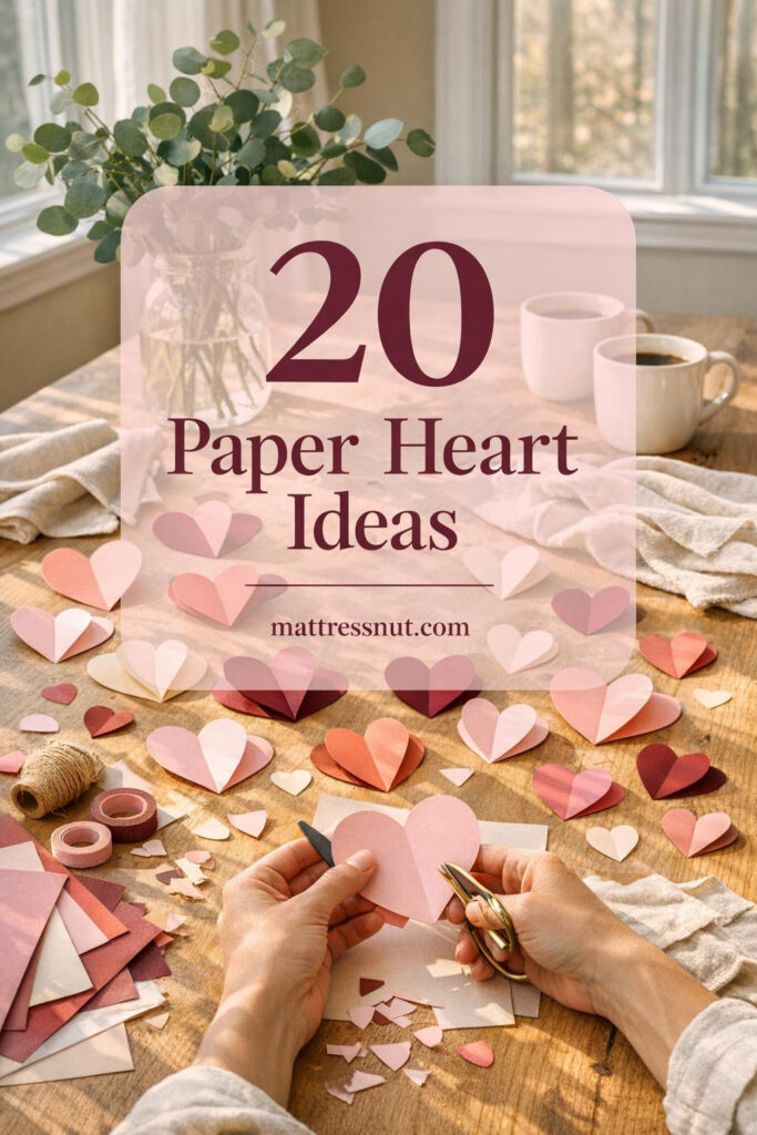 20 paper hearts I made in a sunlit apartment that turned my table into ...